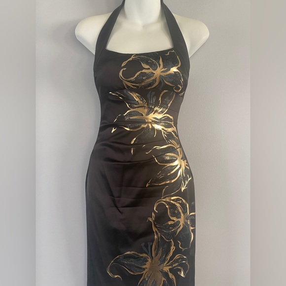 Cache | Dresses | Stunning Black Satin Cocktail Dresscache 2 | Poshmark